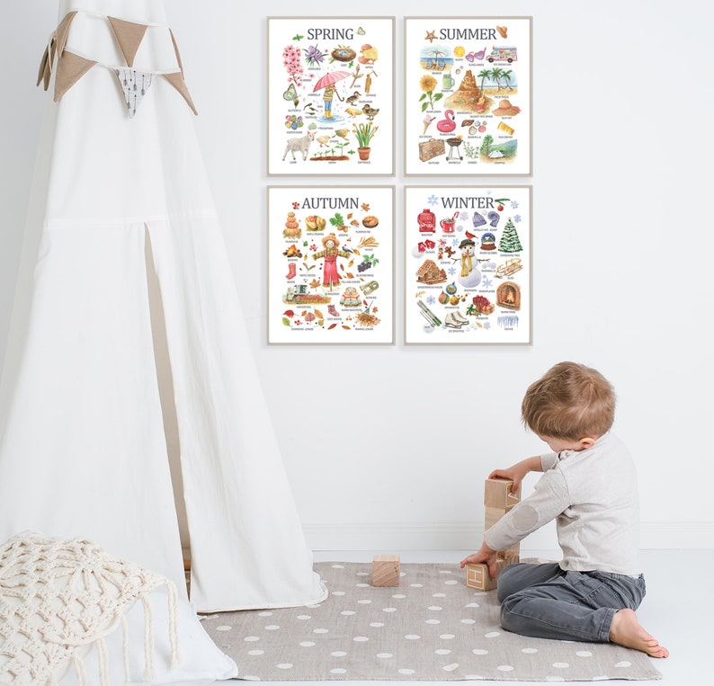 Four Seasons Print Set Spring Summer Autumn Winter Poster | Etsy