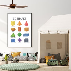 Educational 3D Shape Chart, 3D Shapes Printable, Educational Posters ...