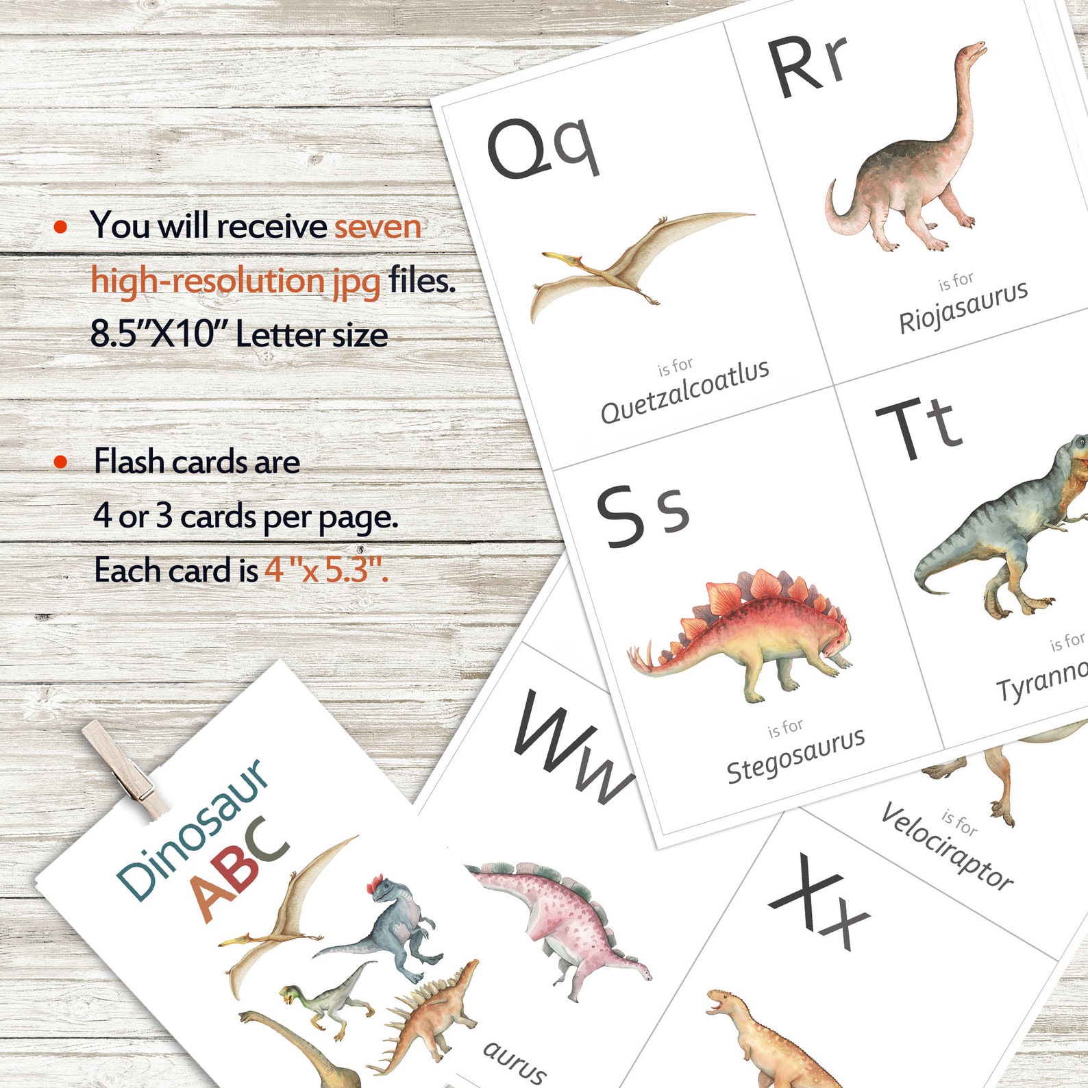 Dinosaur Flash Cards Printable ABC Cards Alphabet Cards - Etsy