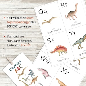 Dinosaur ABC Flash Cards: Printable Alphabet Nursery Decor (digital ...