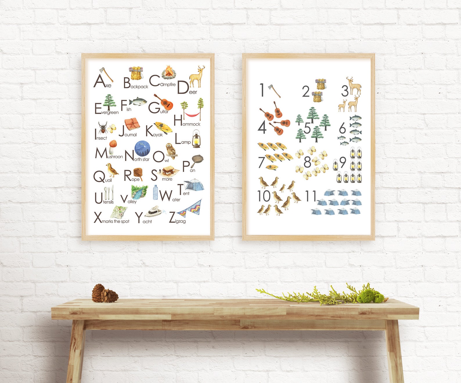 Camping Alphabet and Number Poster Set Baby Shower Gift | Etsy