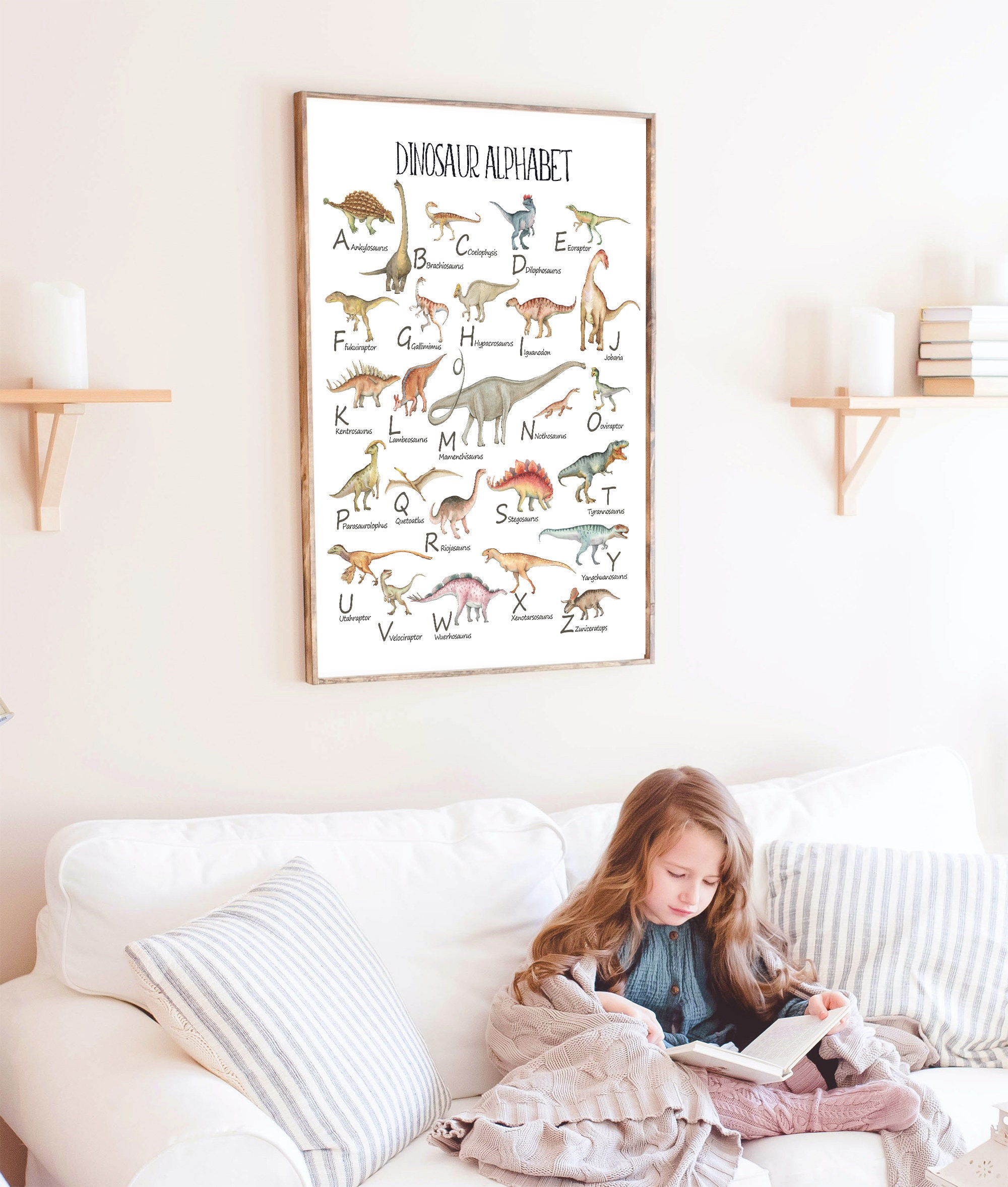 Set of 2 DinosaurAlphabet Number poster Kids Children | Etsy