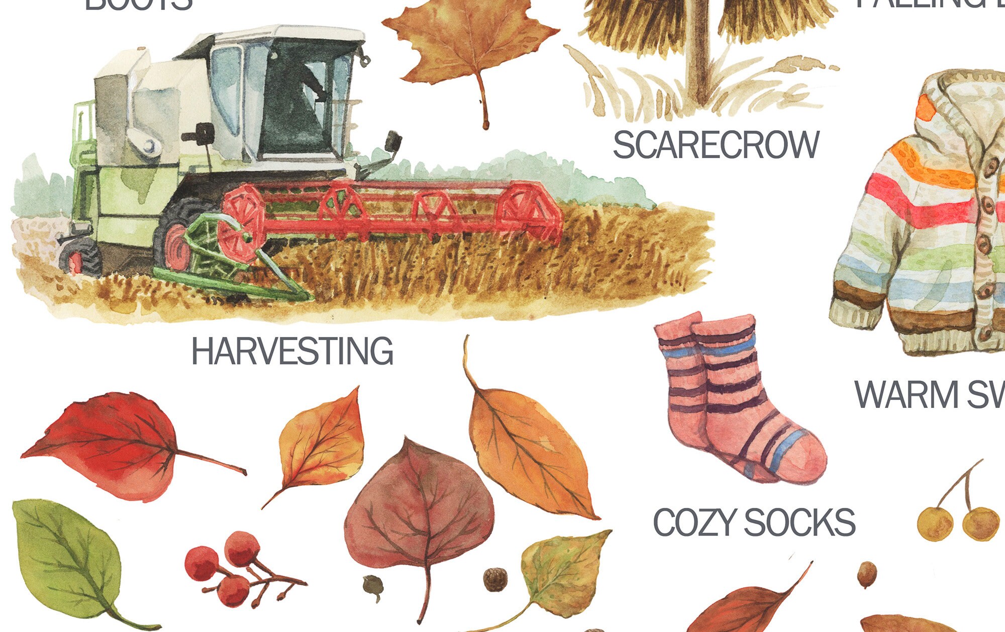 Autumn Printable Wall ArtFall poster Kids Children Learning | Etsy