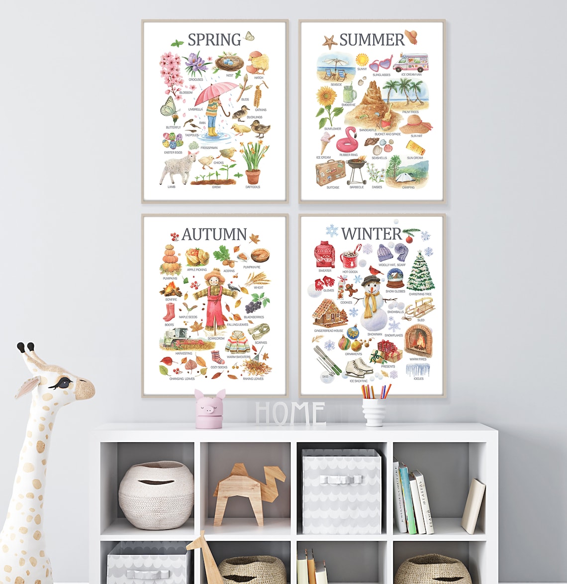 Four Seasons Print Set Spring Summer Autumn Winter poster | Etsy