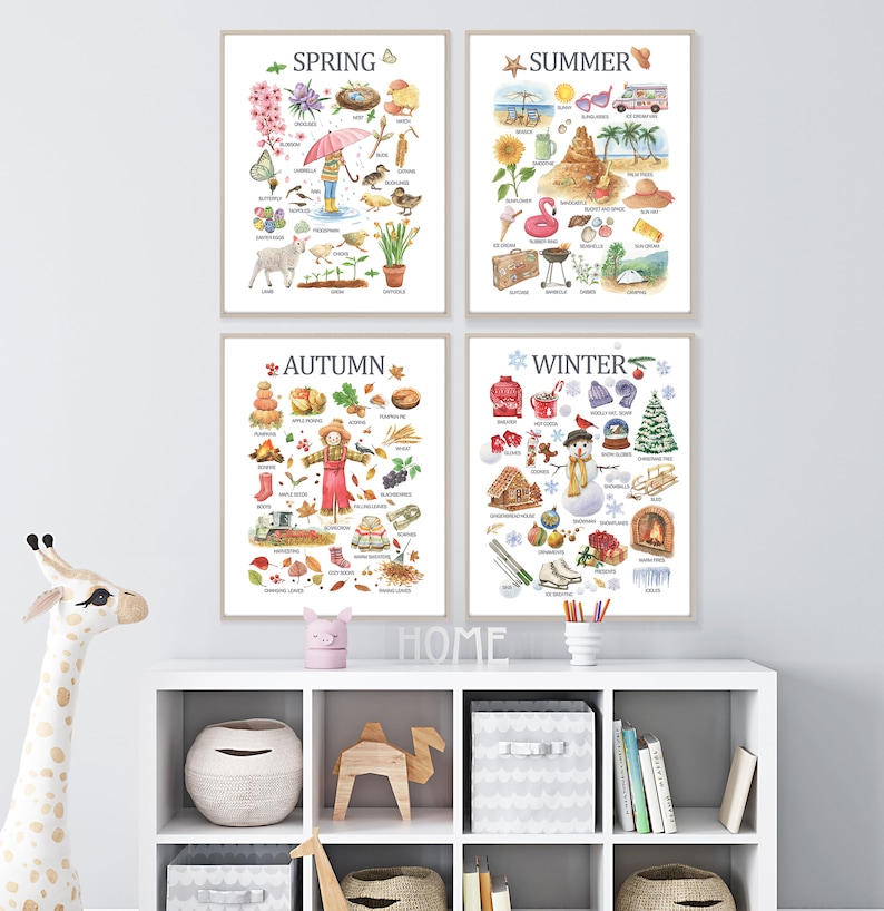 Four Seasons Print Set Spring Summer Autumn Winter Poster | Etsy