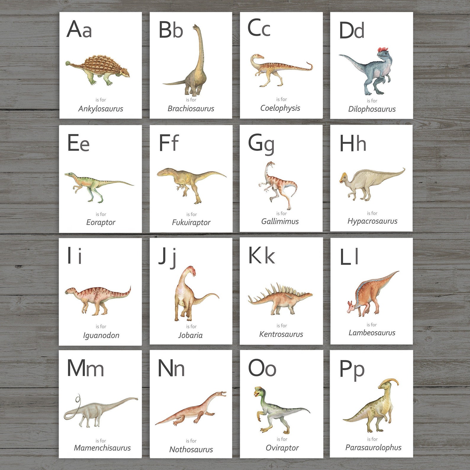 Dinosaur Flash Cards Printable ABC Cards Alphabet Cards - Etsy
