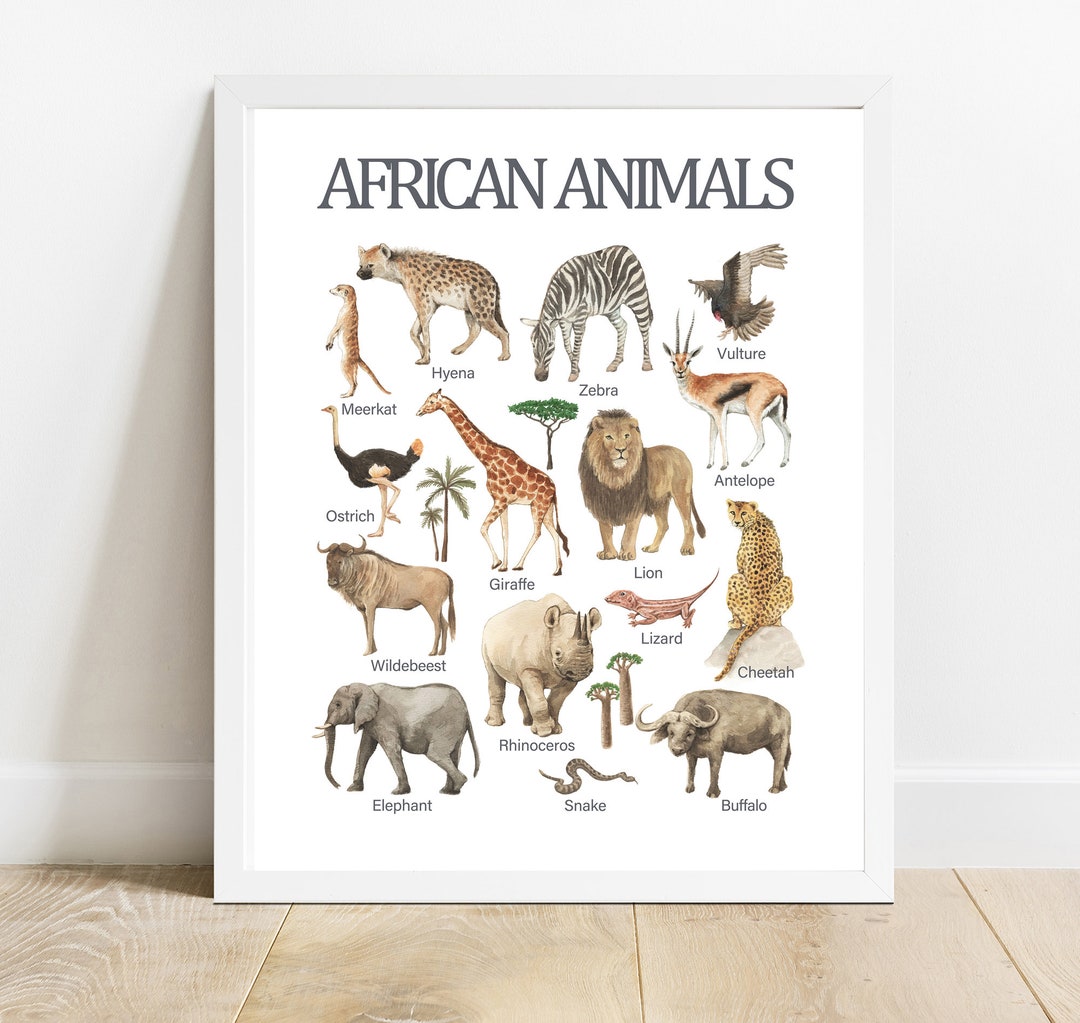 African Animals, Educational Printable Wall Art, Learning Home School ...