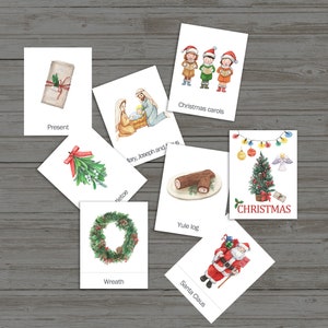 27 Christmas Flashcards, Christmas Vocabulary, Flash Cards JPG ...