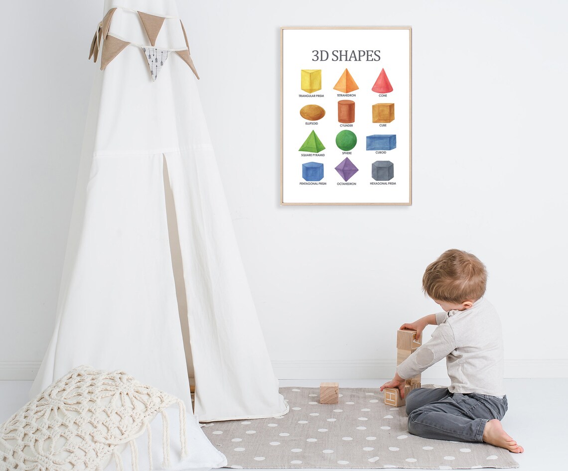 Educational 3D Shape Chart 3D Shapes Printable Educational - Etsy Canada