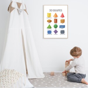 Educational 3D Shape Chart, 3D Shapes Printable, Educational Posters ...