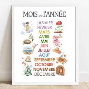 French Mois De I'année, Months of the Year, Educational Posters ...