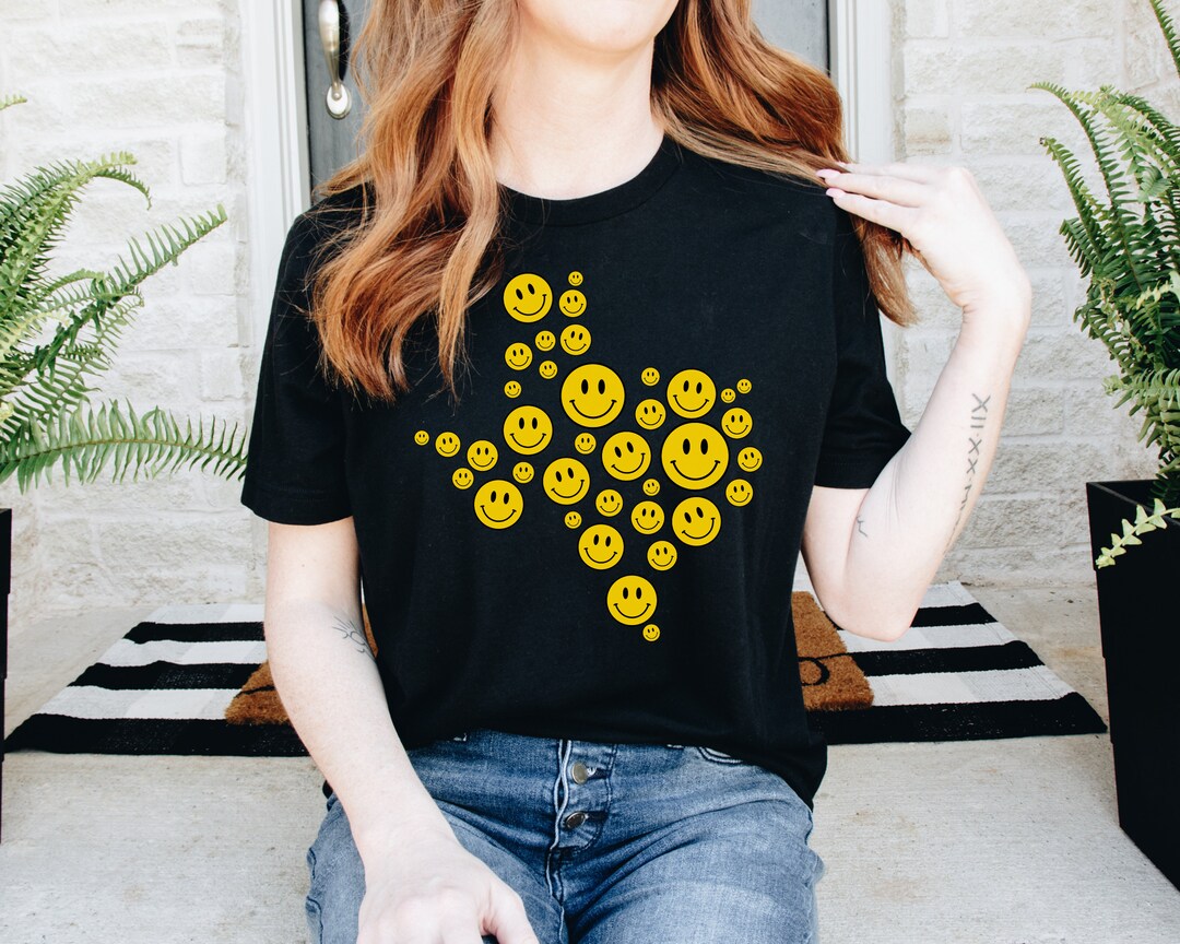 Texas State Happy Face Groovy Unisex Graphic T-shirt Texas Gift Texas ...