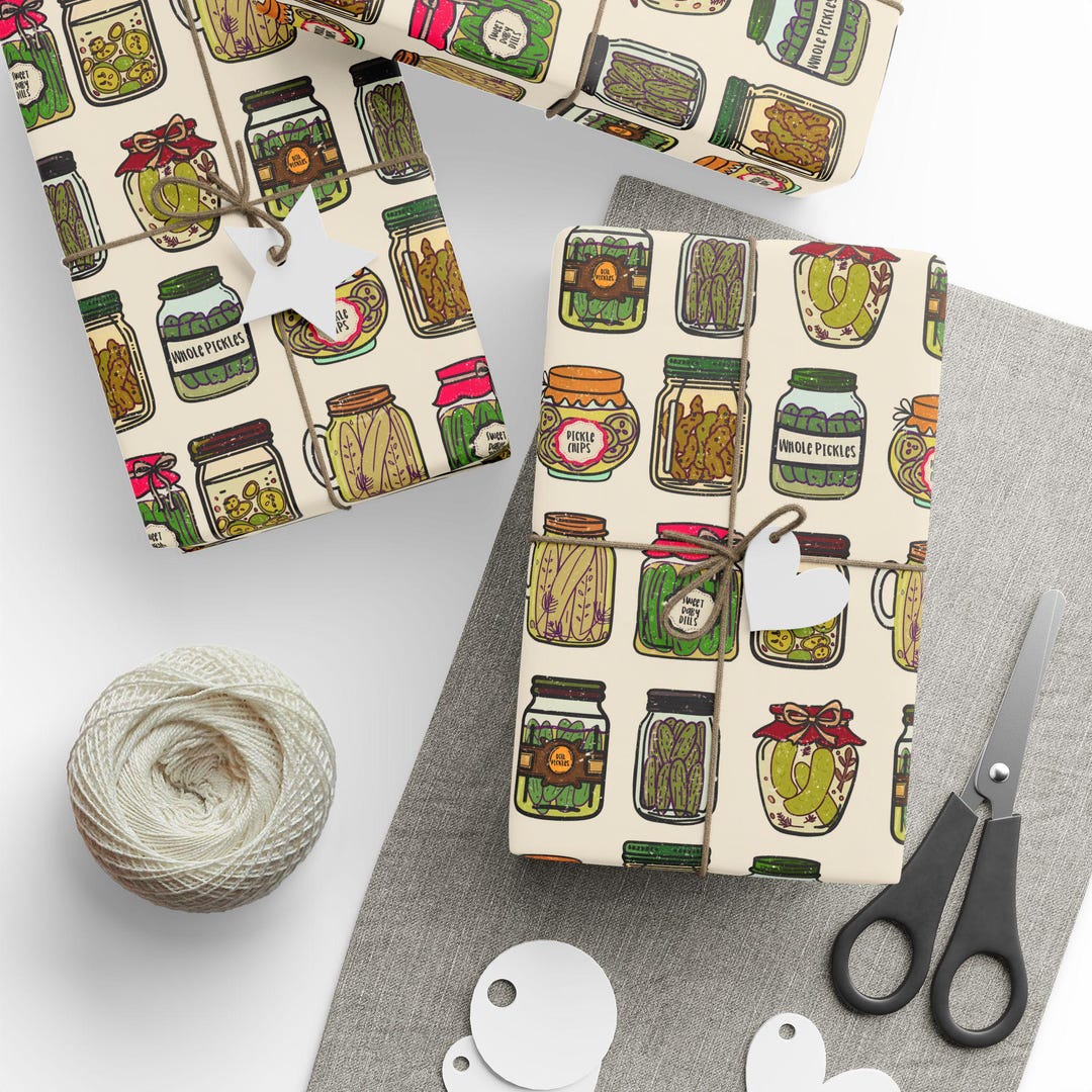 Pickle Jar Print Wrapping Paper | Pickle Paper | Pickle Lover Gifts ...