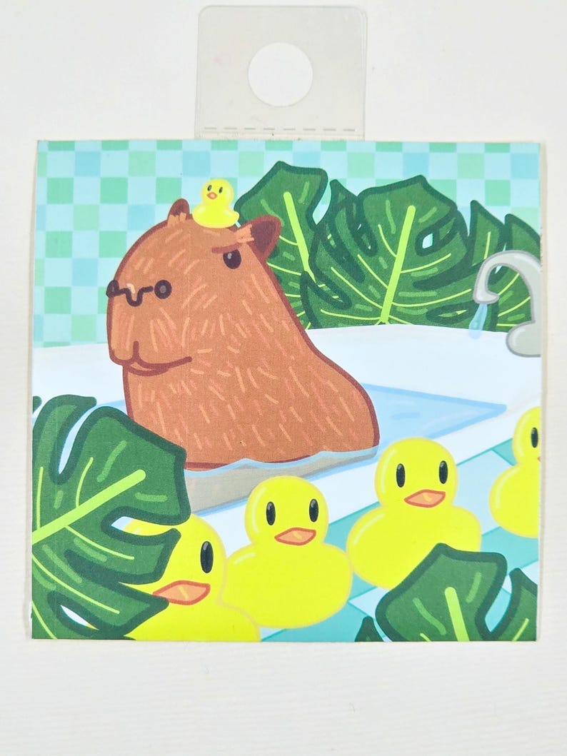 Capybara Bath Rubber Duck Sticker | Cute Kawaii Animal Vinyl Decal ...