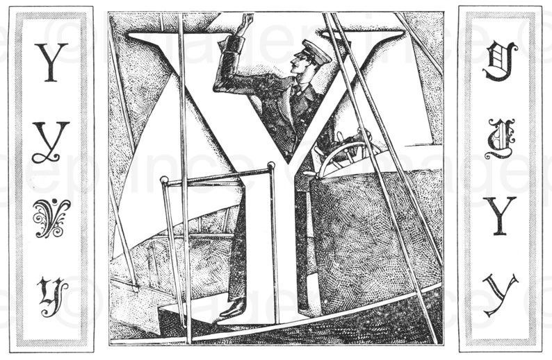 Antique Letters, Illustrated Alphabet, Black and White Illuminated ABC ...