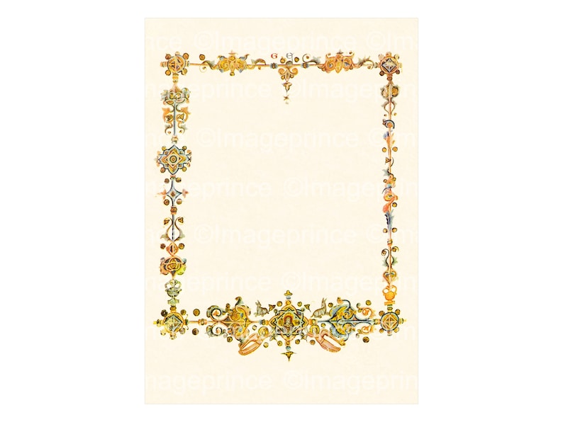Medieval Journal Pages With Illuminated Frames, Digital Paper, Set of 6 ...