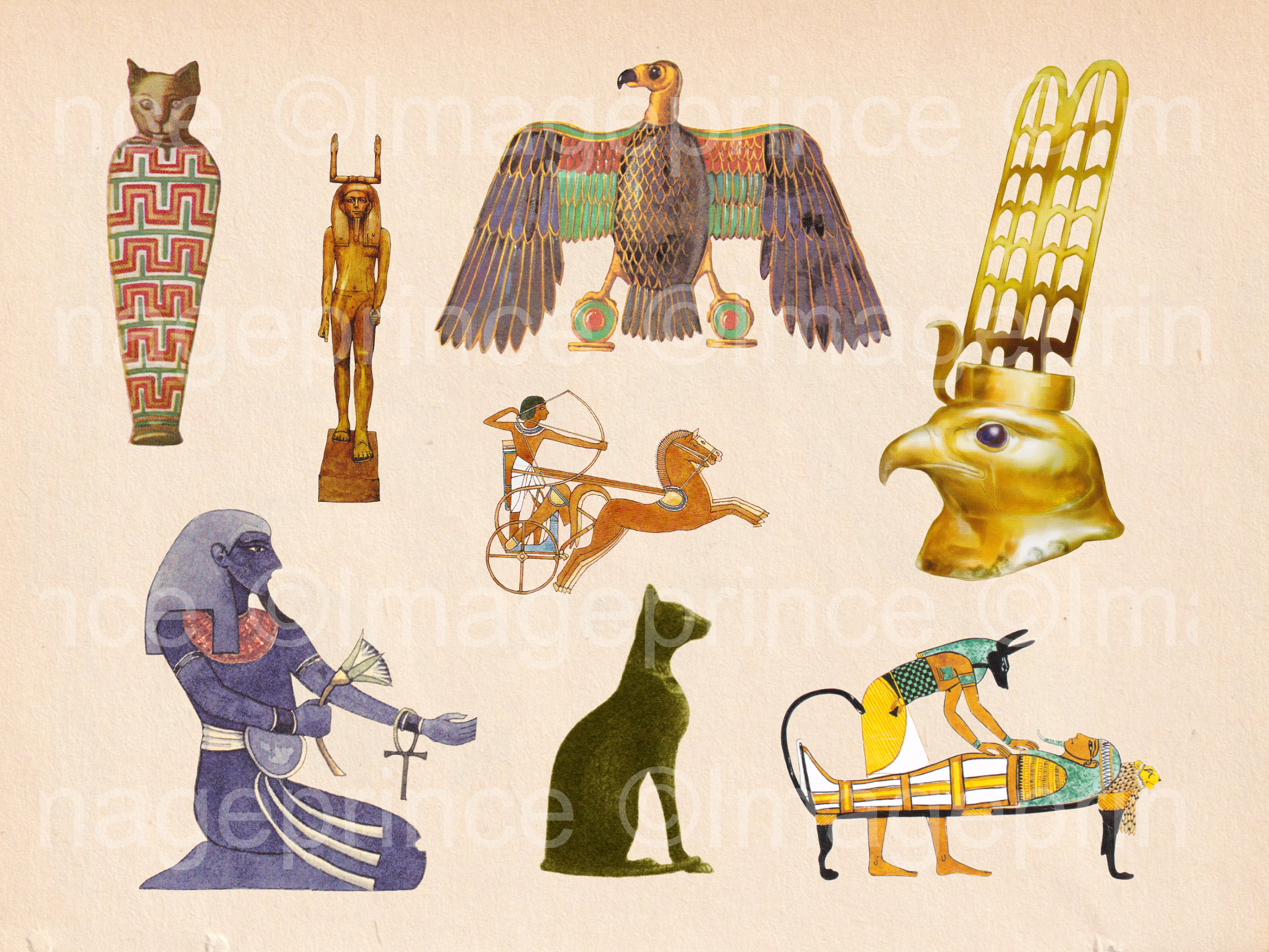 Ancient Egypt Clipart With Pyramids, Mummies, Gods, Hieroglyphs Etc 39 ...