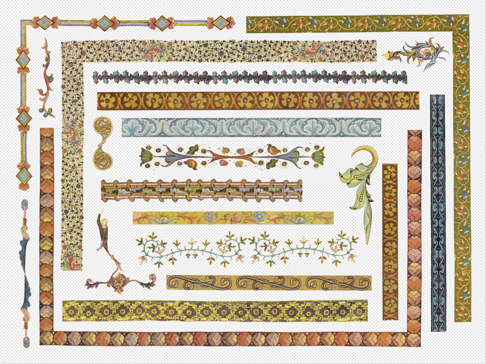 Medieval Clipart Borders & Trims, Page Ornaments, 21 PNG Files ...