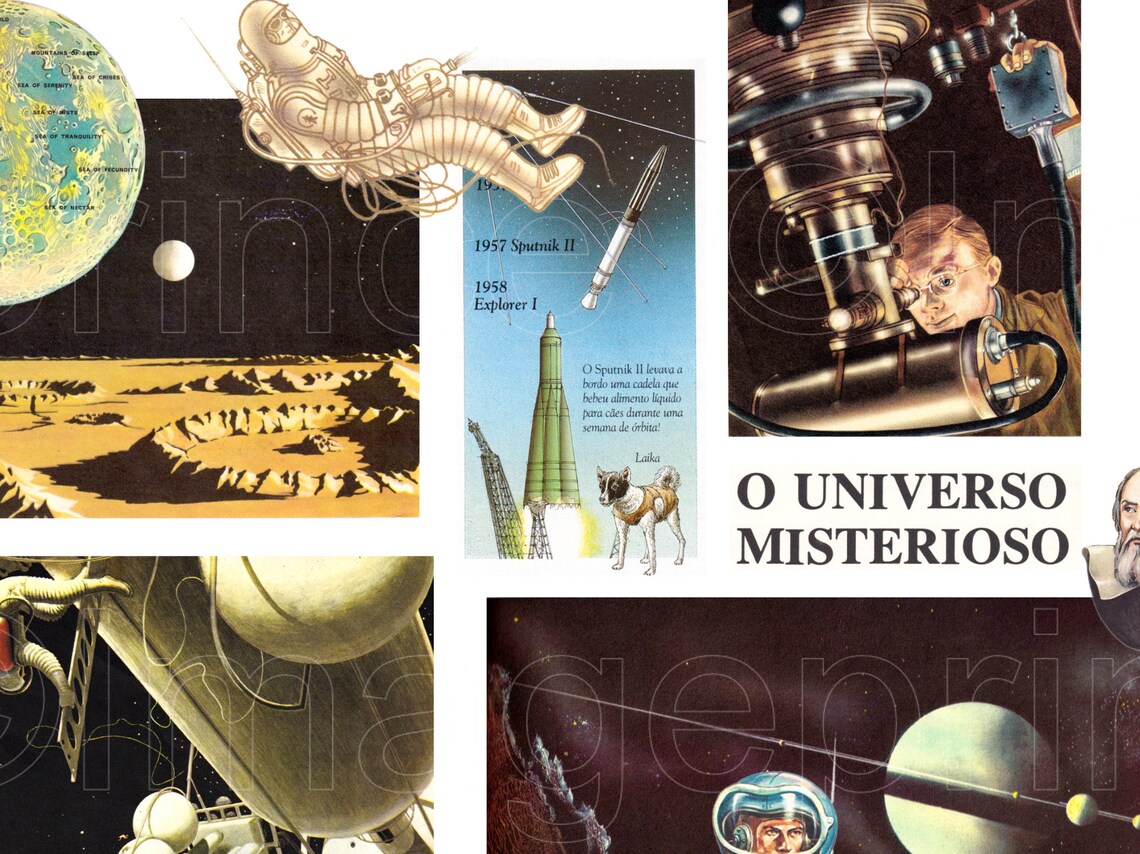 Astronomy Digital Collage Kit Vintage Illustrations of - Etsy