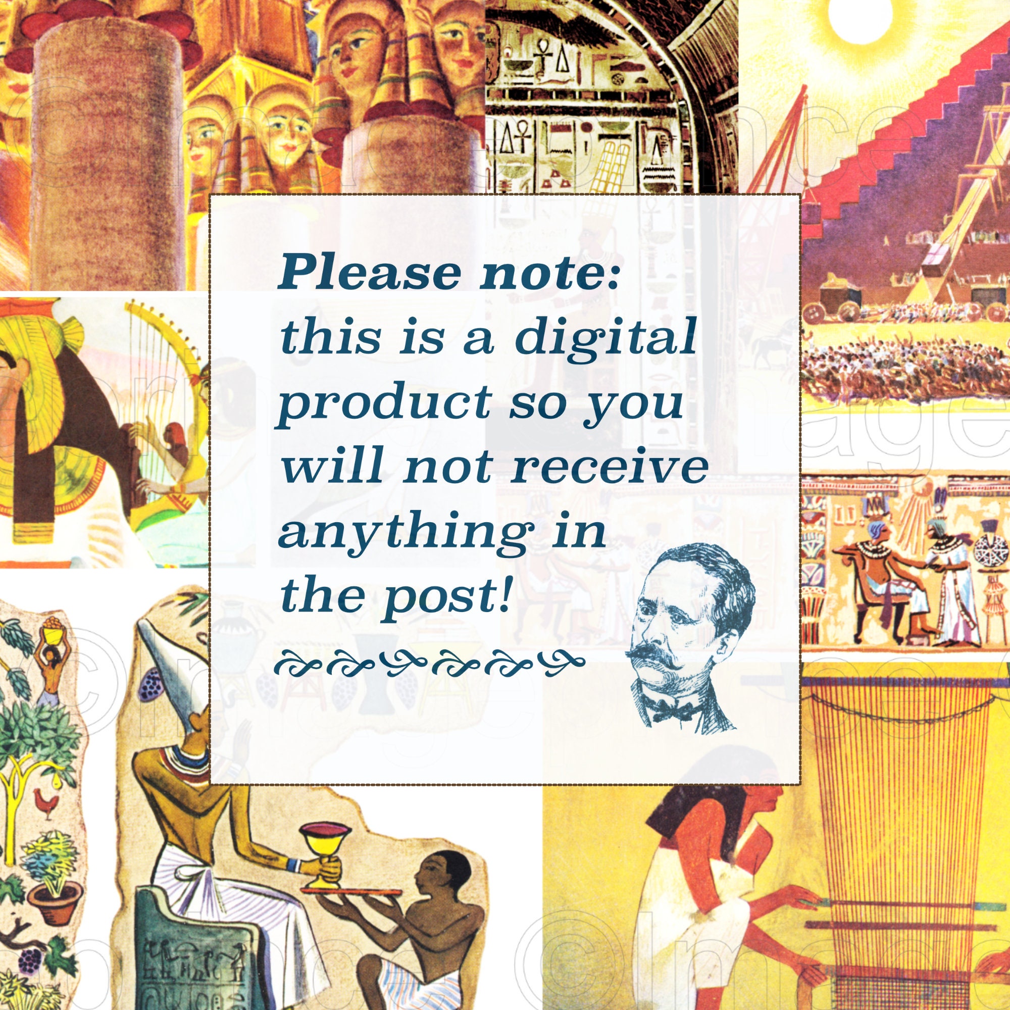 Ancient Egypt Digital Collage Kit - Vintage Illustrations of Pyramids ...