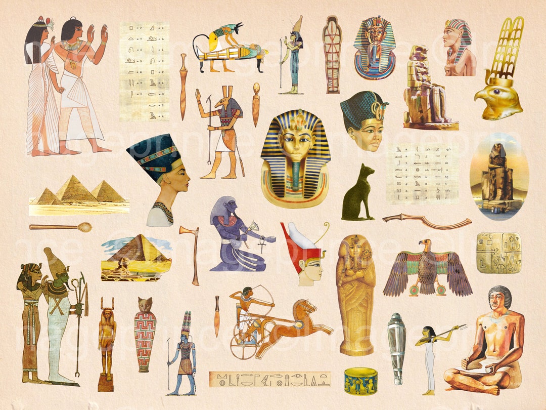 Ancient Egypt Clipart With Pyramids, Mummies, Gods, Hieroglyphs Etc 39 ...