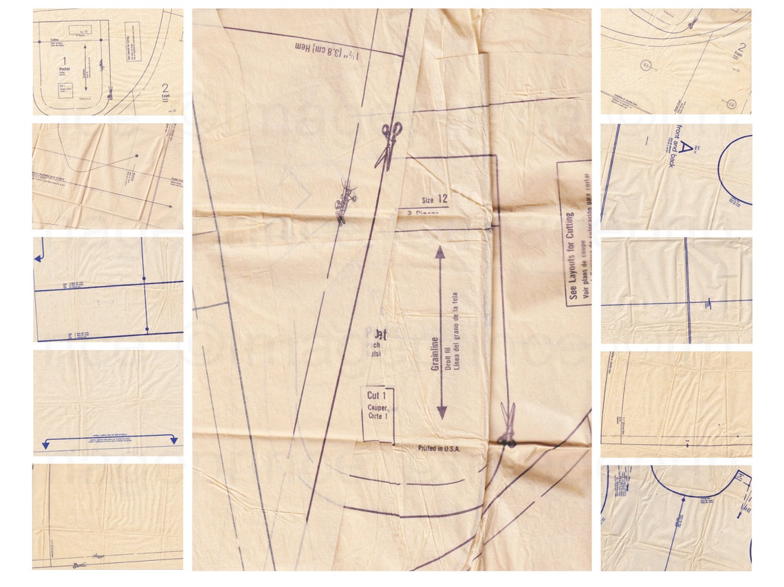 Digital Sewing Paper - Instant Download, Vintage Dressmakers Paper for ...
