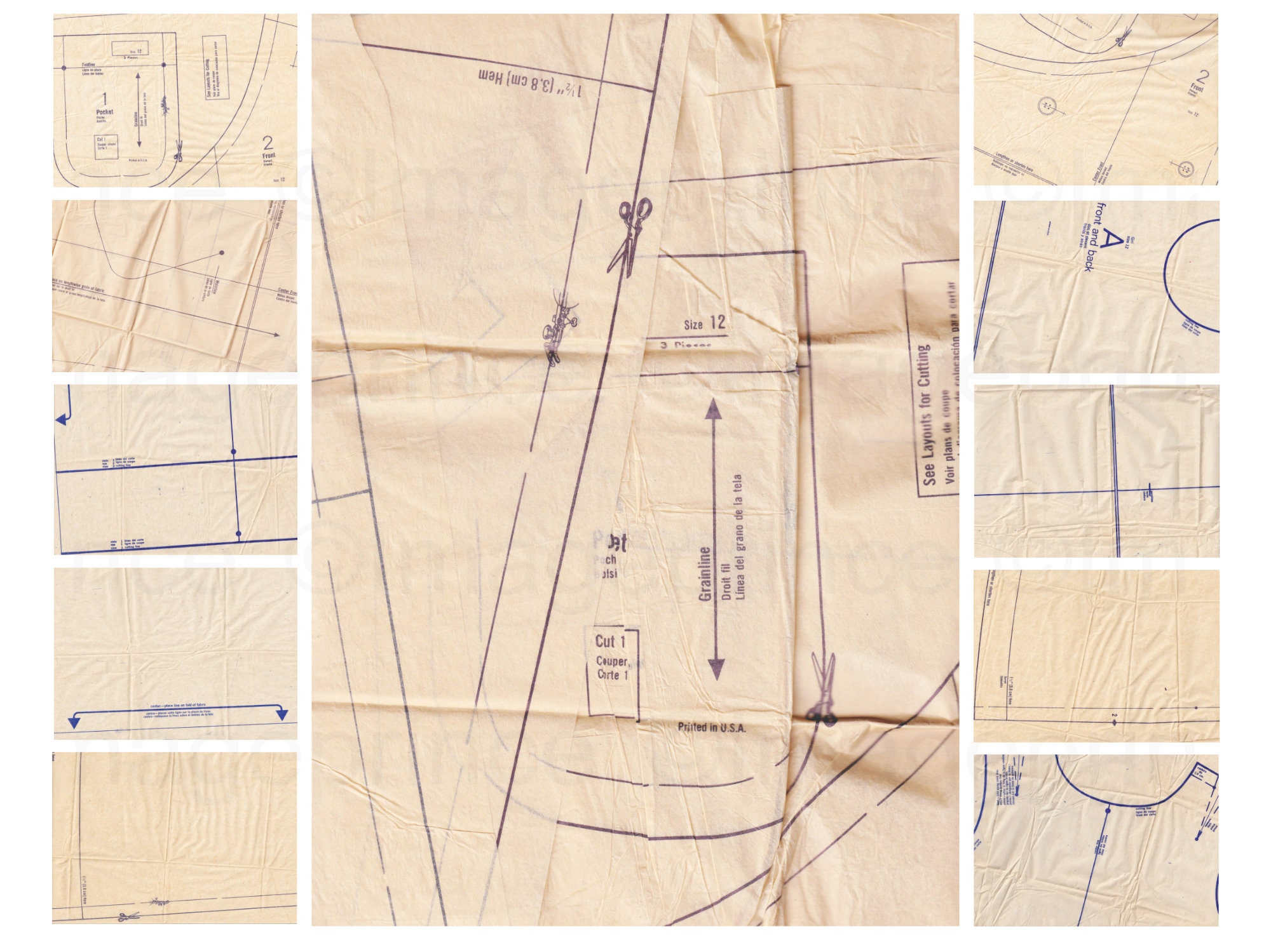 Digital Sewing Paper - Instant Download, Vintage Dressmakers Paper for ...