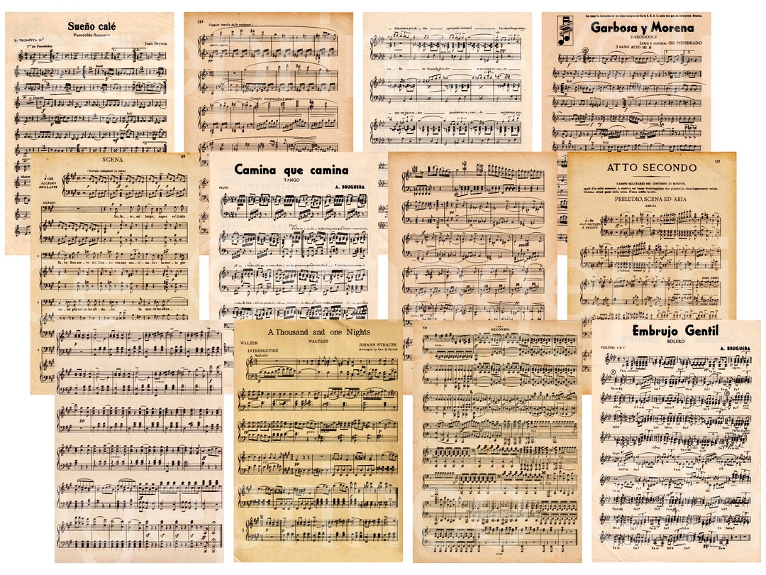 Old Sheet Music, Digital Paper - Instant Download, Vintage Neutral ...