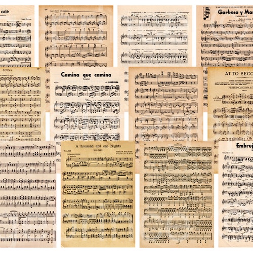 Old Sheet Music Digital Paper Instant Download Vintage - Etsy