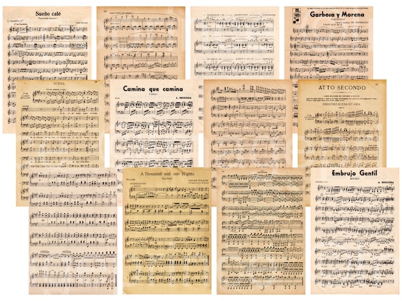 Old Sheet Music Digital Paper Instant Download Vintage - Etsy Australia