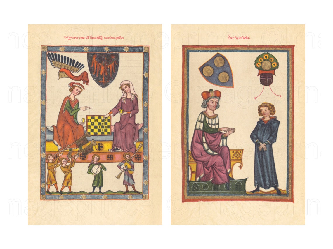 Digital Medieval Pages With Maidens Coats of Arms Gothic - Etsy Canada