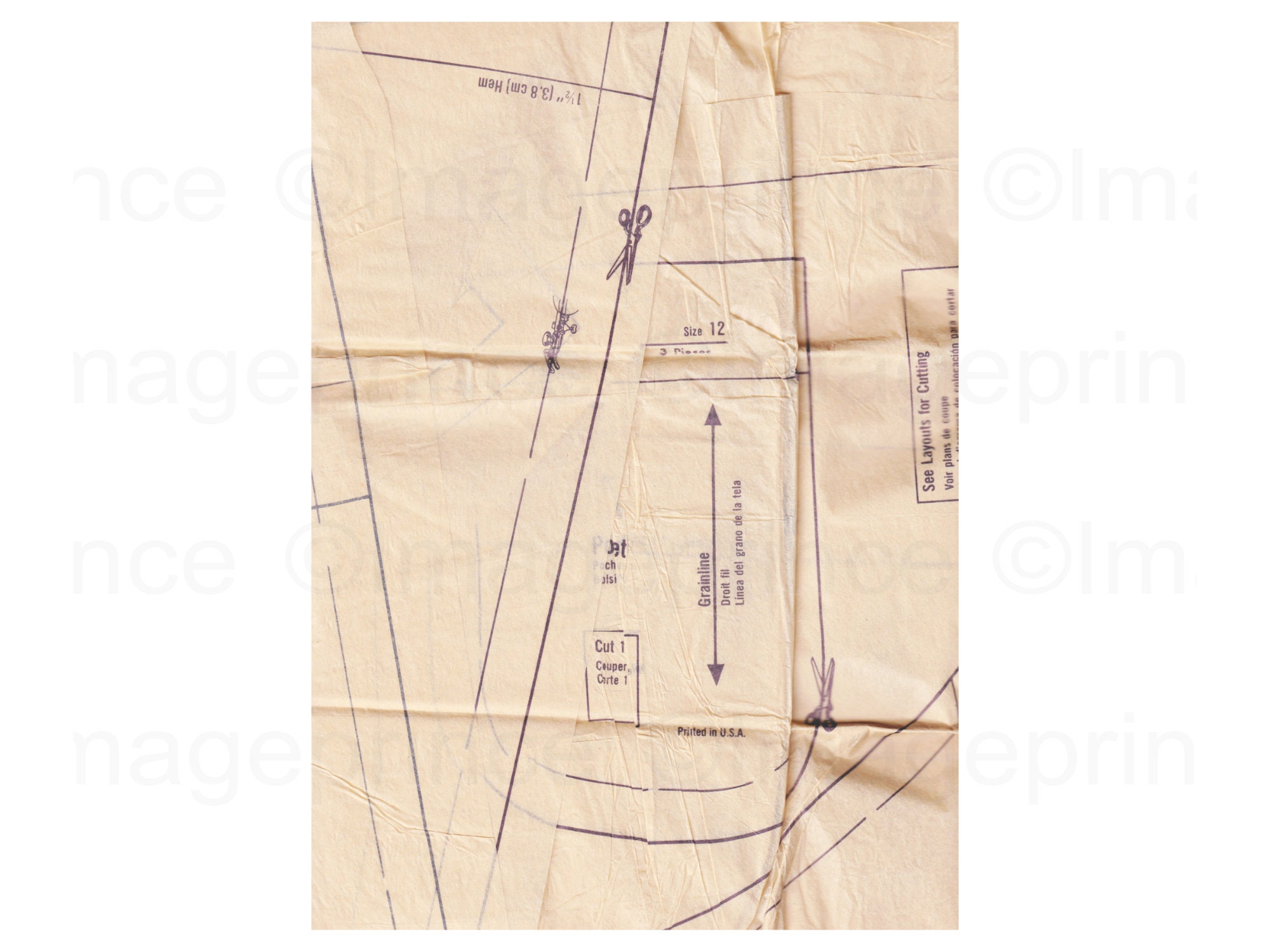 Digital Sewing Paper - Instant Download, Vintage Dressmakers Paper for ...