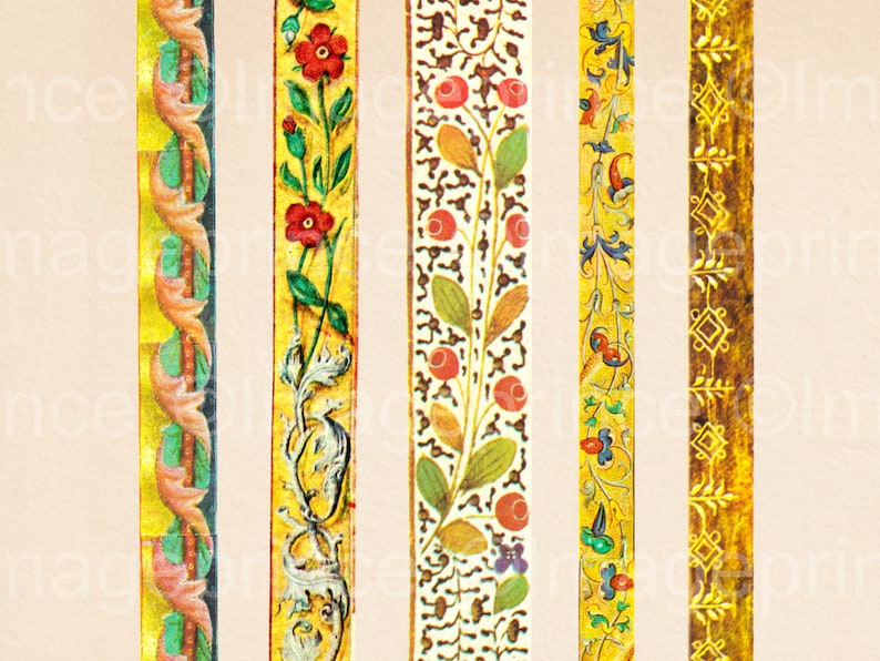 Medieval Clipart Trims and Borders, Ornamental Pngs, 19 PNG Files ...