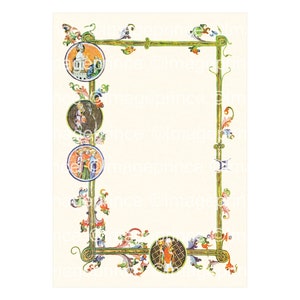 Medieval Journal Pages With Illuminated Frames, Digital Paper, Set of 6 ...