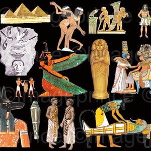 Ancient Egypt Digital Collage Kit - Vintage Illustrations of Pyramids ...