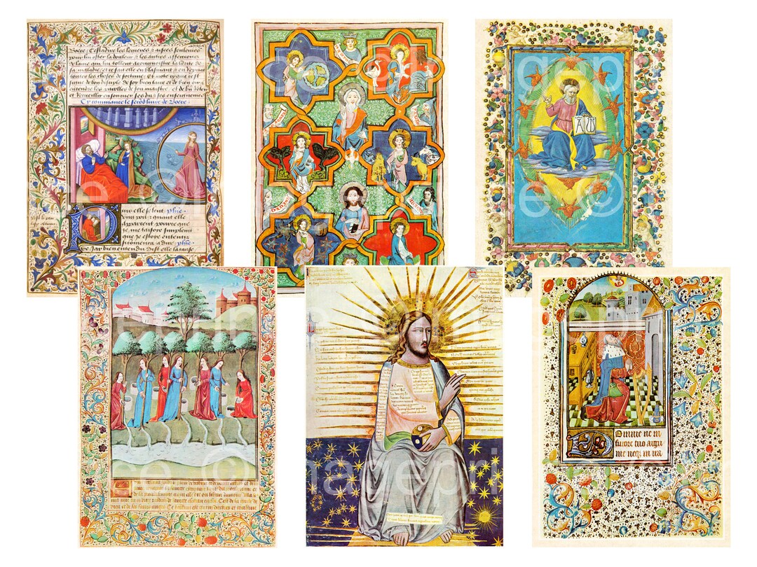 Medieval Illuminated Pages, Digital Download, Set of 6 for Framing ...