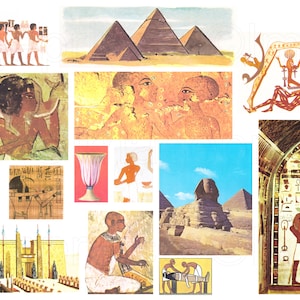 Ancient Egypt Digital Collage Kit - Vintage Illustrations of Pyramids ...