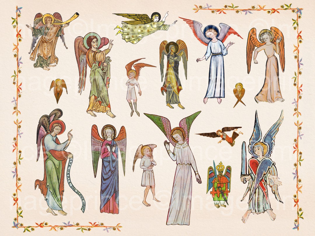 Medieval Angels Clipart, 17 PNG Files, Instant Download, Commercial Use ...