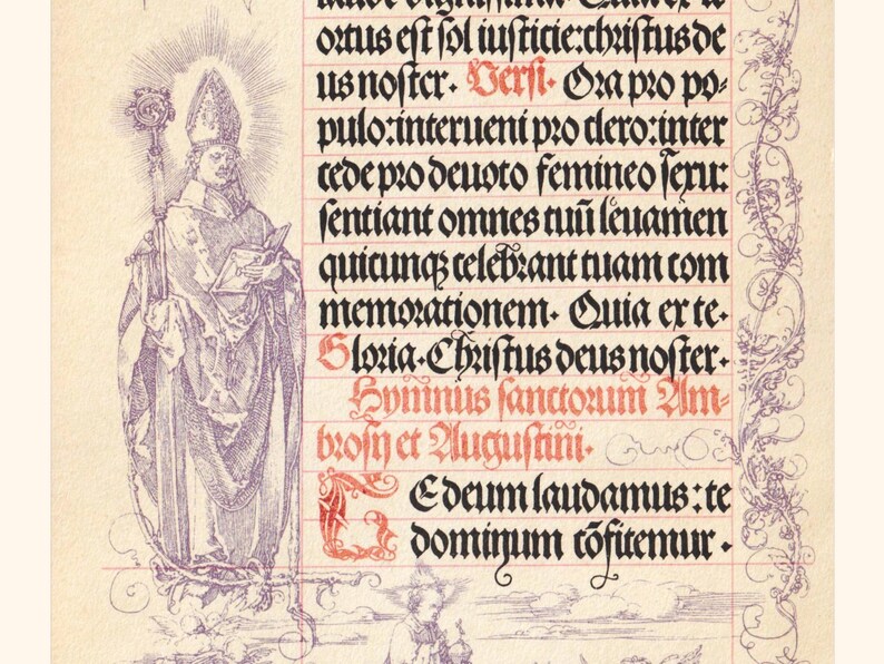 Medieval Script Pages | Illustrated Prayer Book Pages | Gothic Latin ...