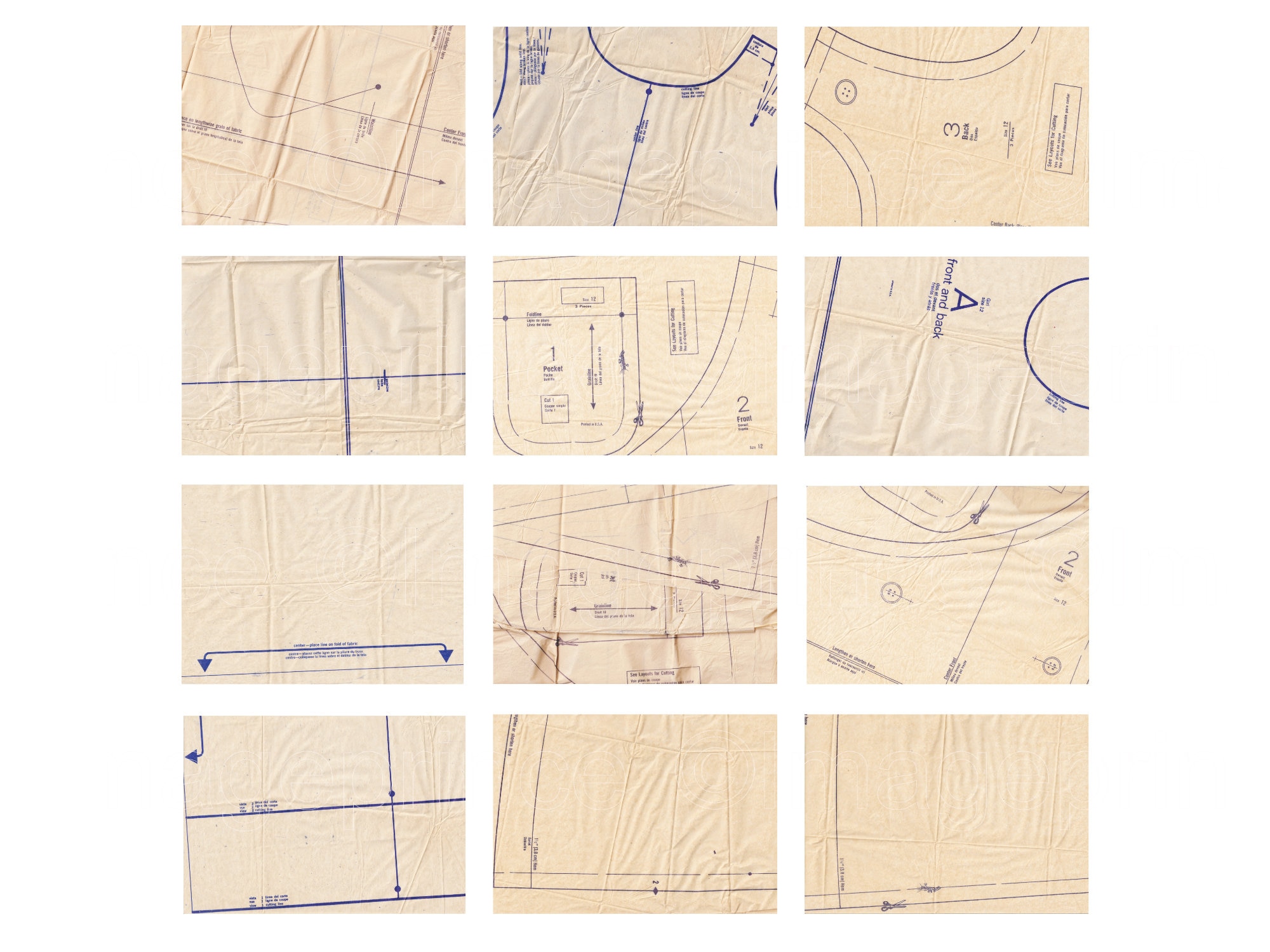 Digital Sewing Paper - Instant Download, Vintage Dressmakers Paper for ...