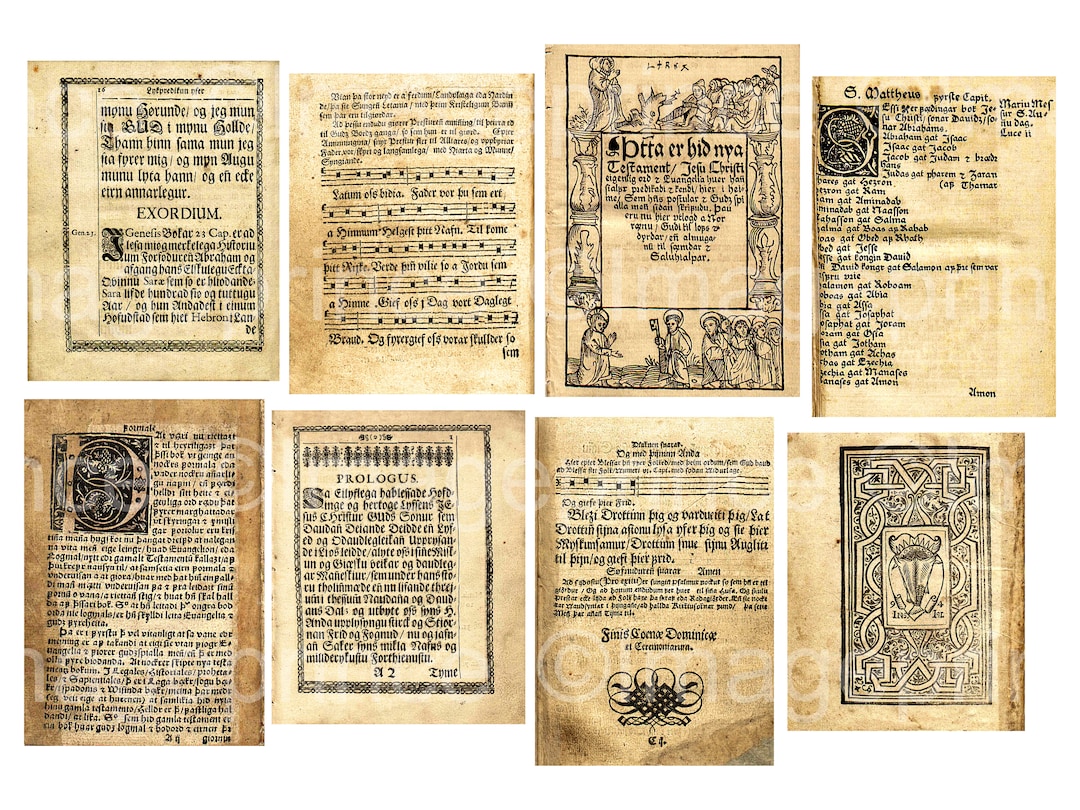 Medieval Journal Pages, 16th Century Icelandic Text, Renaissance Set of ...