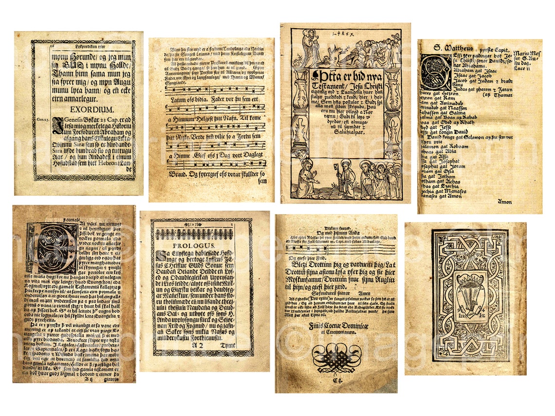 Medieval Journal Pages, 16th Century Icelandic Text, Renaissance Set of ...