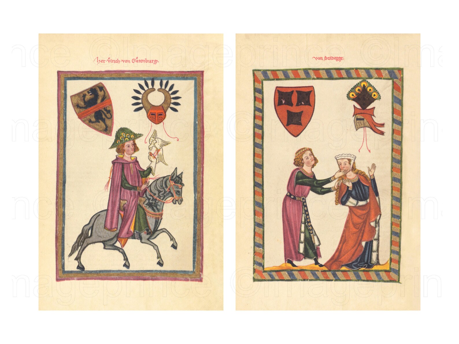 Digital Medieval Pages With Maidens Coats of Arms Gothic - Etsy Canada