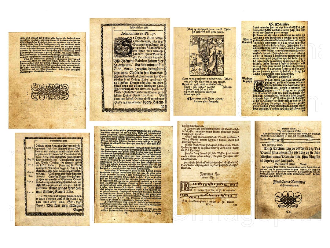 Renaissance Journal Pages, 16th Century Icelandic Text, Set of 8 ...