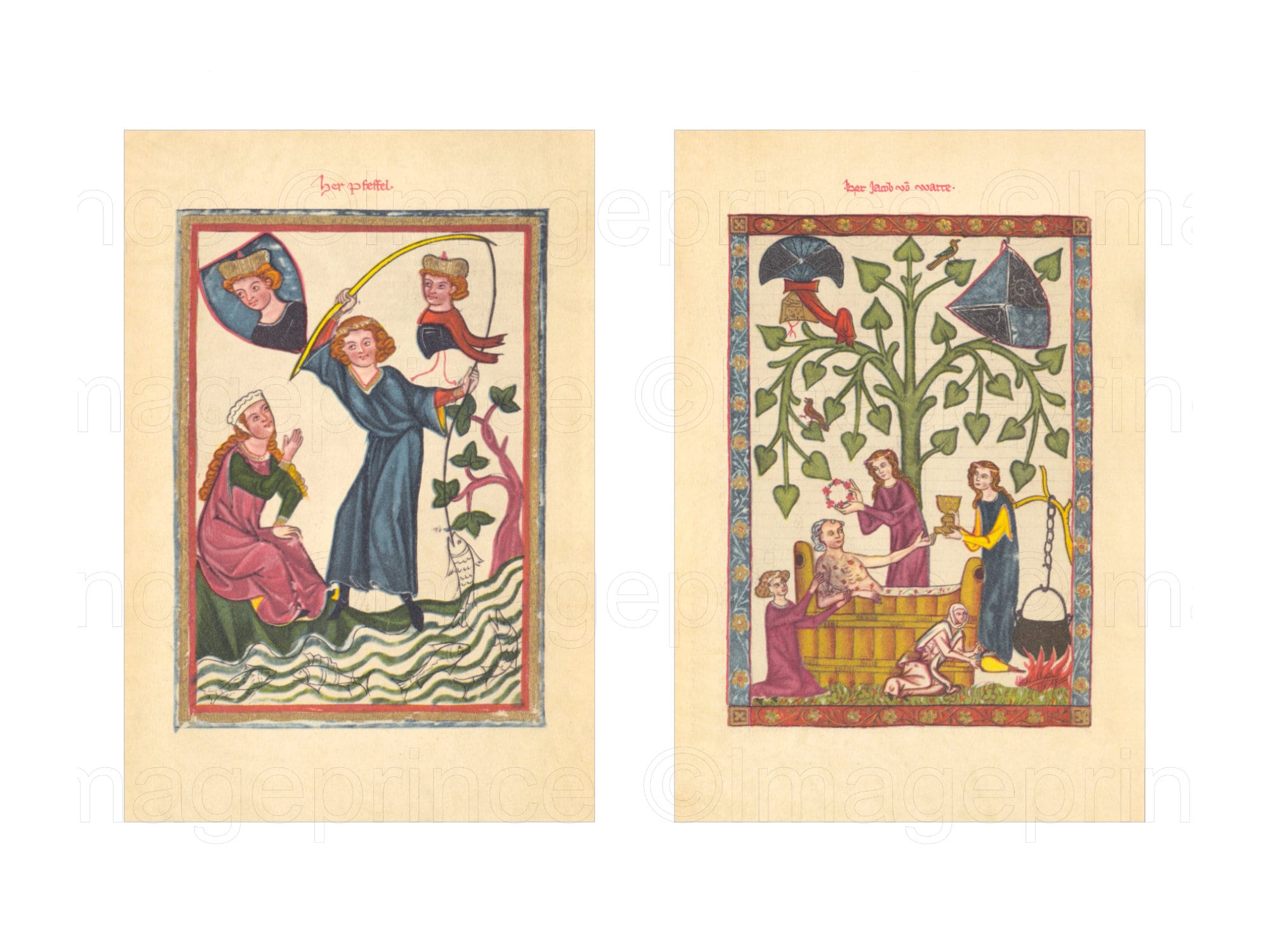 Digital Medieval Pages With Knights, Maidens, Coats of Arms ...