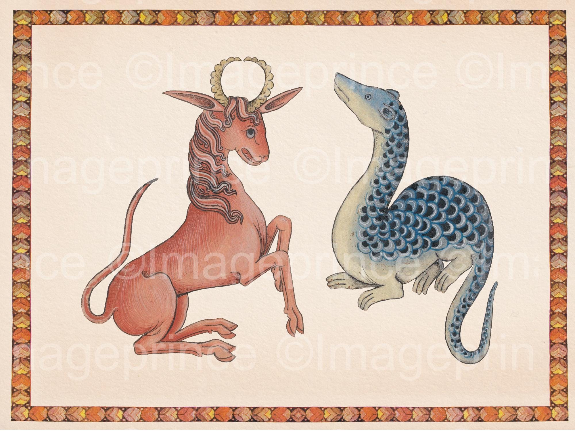 Medieval Animal Clipart | Mythological Beasts | Dragon, Deer, Leopard ...