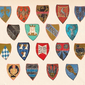 Medieval Clipart Shields, Heraldry, Coat of Arms, 18 Individual PNG ...