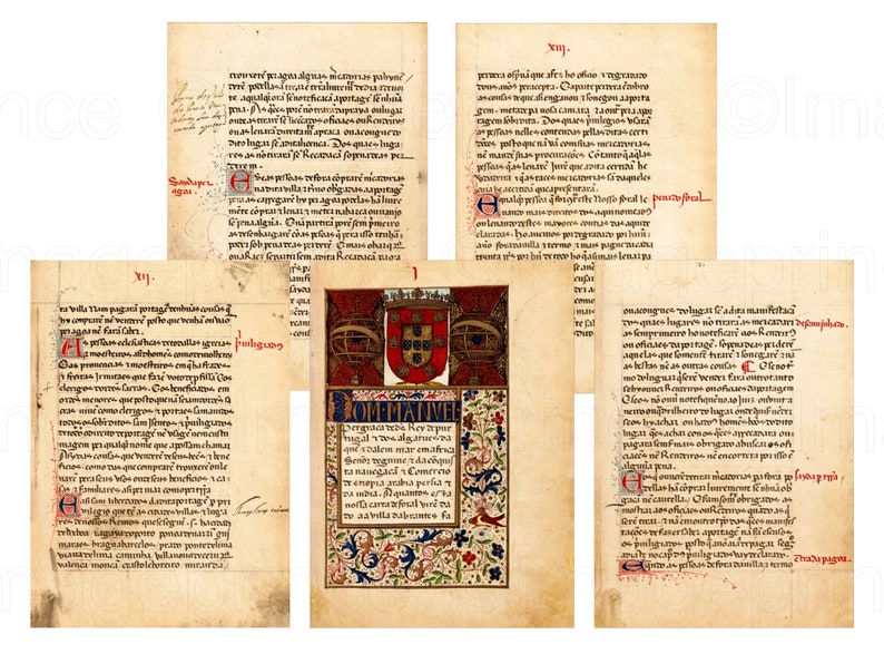 Medieval Script Pages, Set of 5, Digital Paper With Handwriting on ...