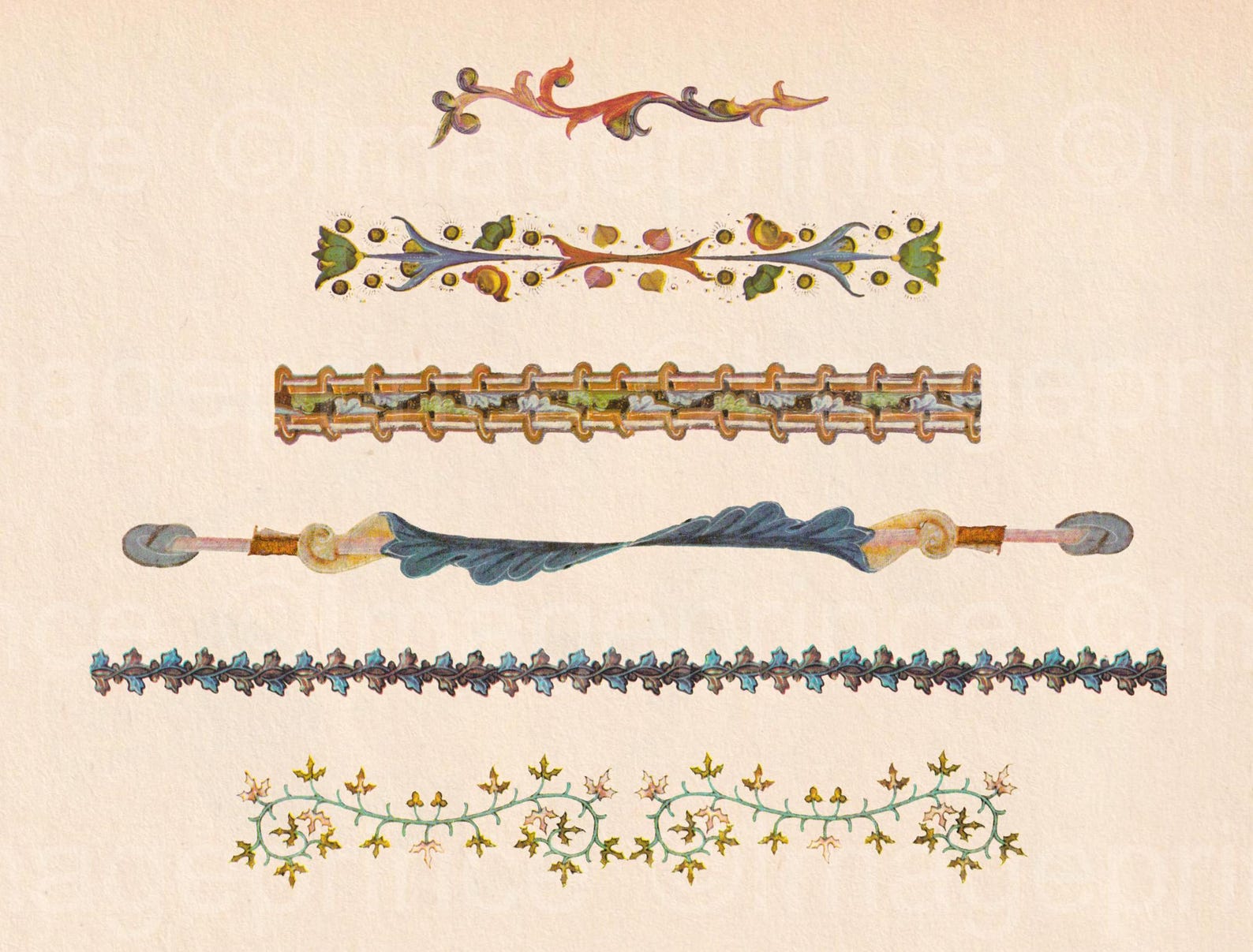 Medieval Clipart Borders & Trims, Page Ornaments, 21 PNG Files ...