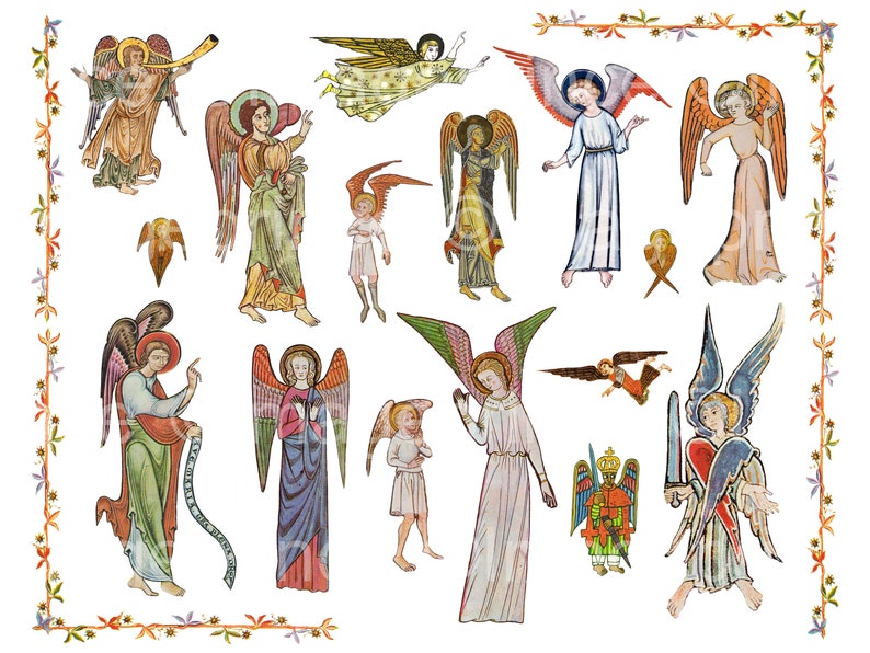 Medieval Angels Clipart: Renaissance Religious Art (17 PNG Files ...